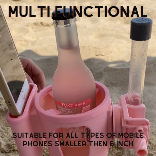 Stroller Cup & Phone Holder/ Universal 2-in-1 Cup Holder for Bike, Wheelchair, Walker, Beach Umbrella and More!(Pink) STC2IN1