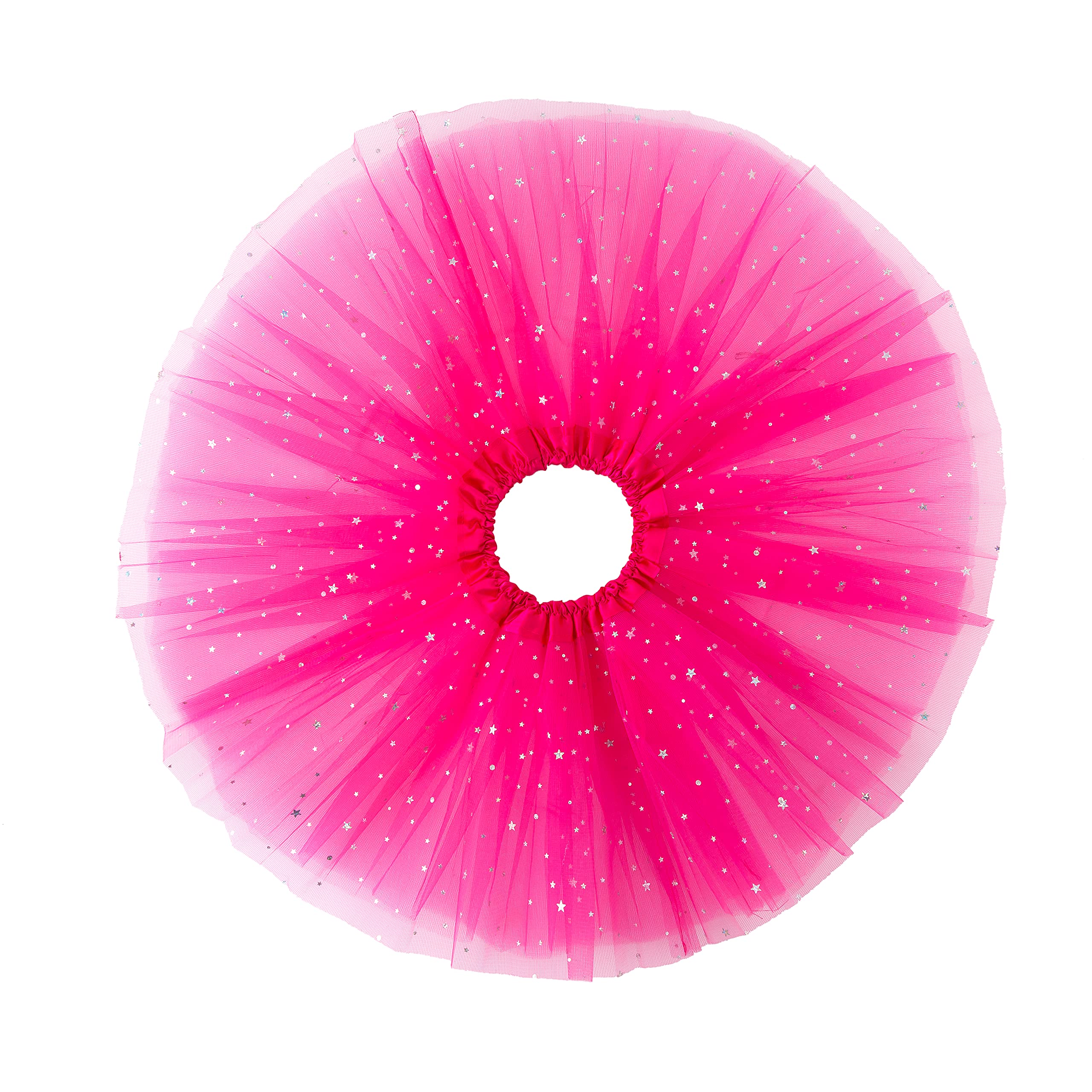 Jastore® Girls Layered Stars Sequins Tutu Skirt Princess Ballet Dance Dress (Rose)