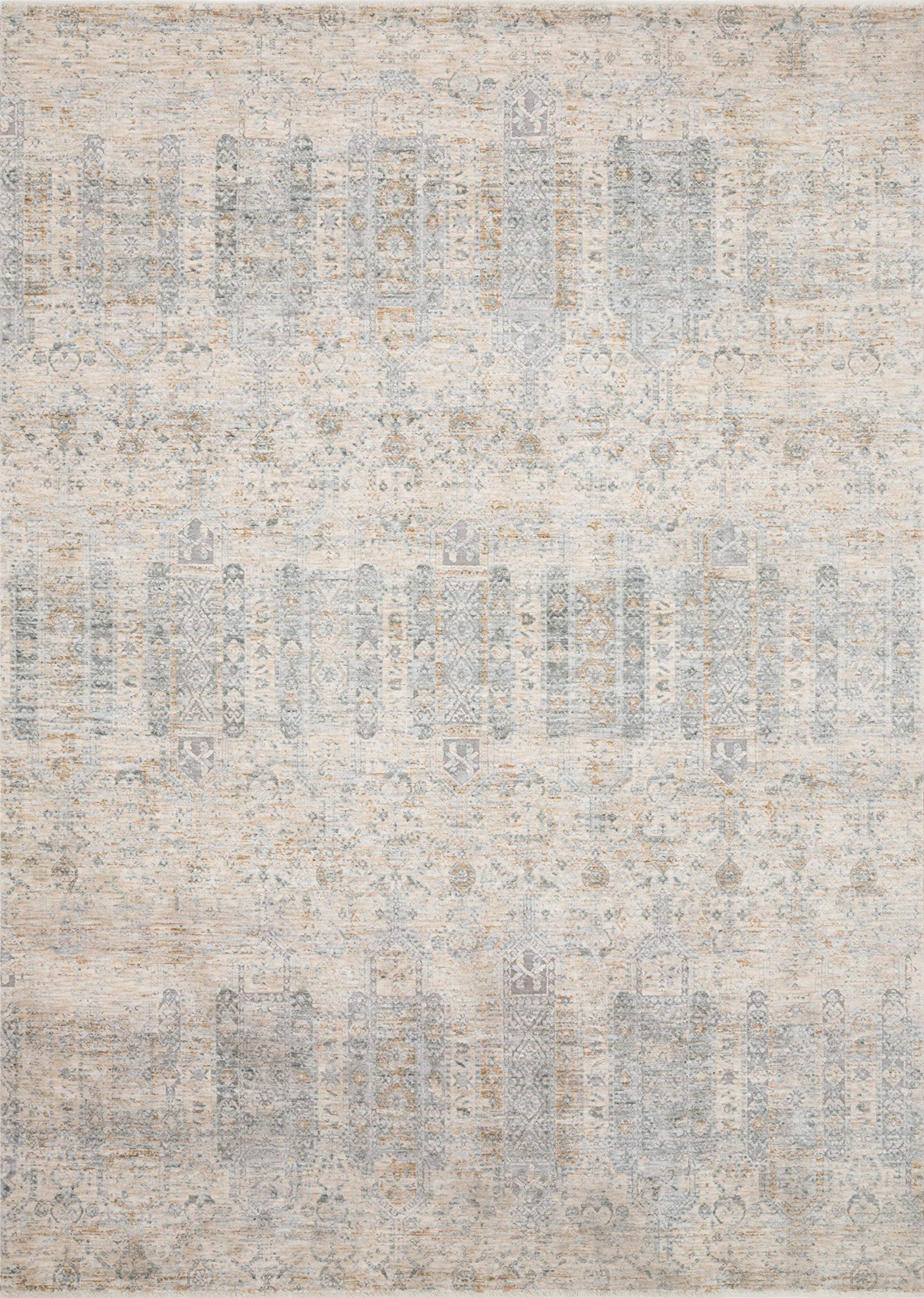 Loloi Pandora Rug, Ivory & Mist 2'-6" x 10'-0" Area Rug ā Distressed Persian Accent Rugs for Living Room, Bedroom, Entryway & Hallway, No Shed High Traffic Area Home Decor Rug