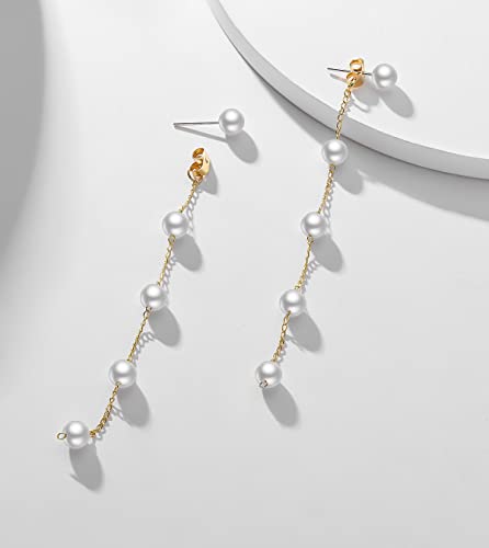 LOKLIFFAI Threader Earrings Ball Drop Long Chain Earrings for Women
