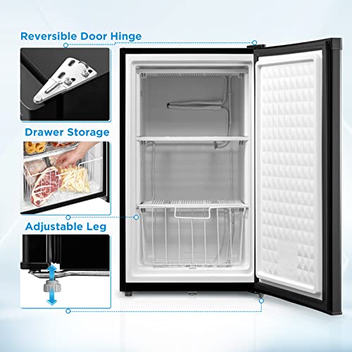 Midea MRU03M2ABB Upright Freezer Large Black, 3.0 Cubic Feet