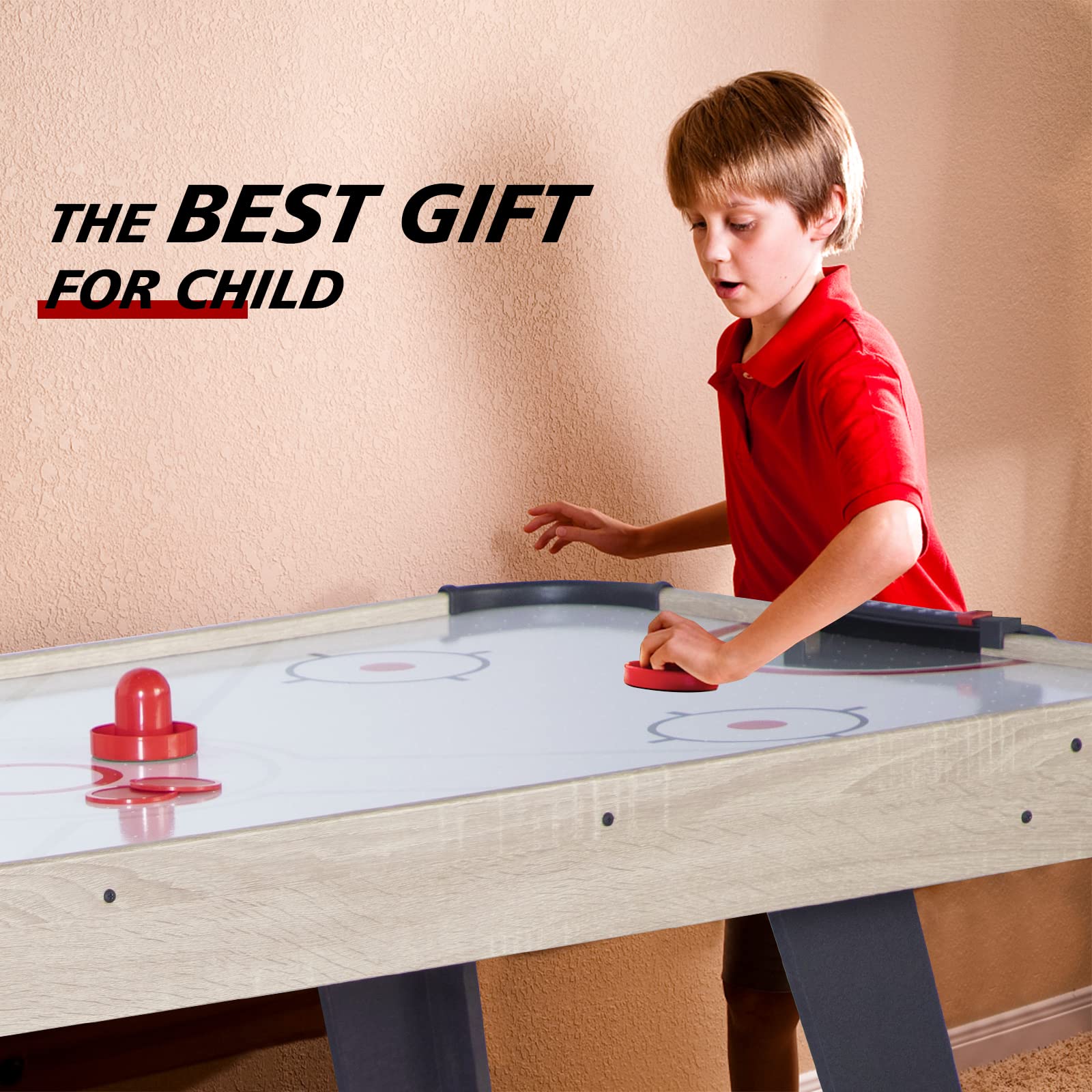 RayChee 54” Air Hockey Table, Indoor Powered Hockey Game Table w/2 Pucks, 2 Pushers, Digital LED Scoreboard, Powerful 12V Motor for Adults and Kids, Home Game Room, Easy Assembly