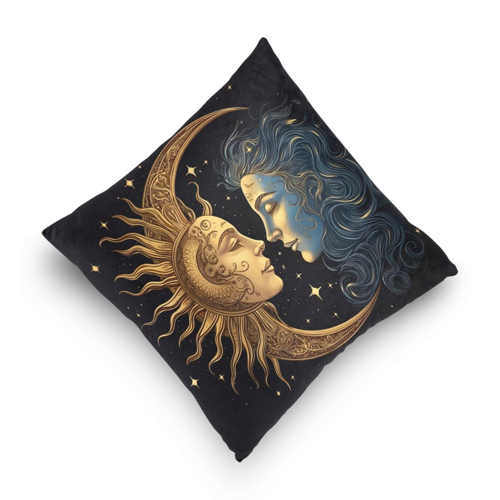 Kigai Sun and Moon Throw Pillow Covers 16 x 16 Inch, Square Decorative Cushion Case for Couch Sofa Car Bedroom Farmhouse Decor
