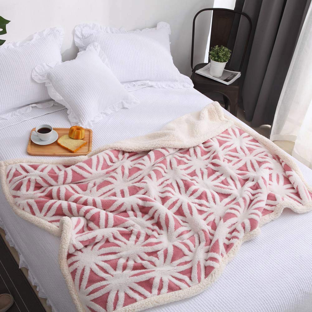LOMAO Sherpa Fleece Blanket Fuzzy Soft Bed Blanket Dual Sided Throw Blanket fit Couch Sofa (Pink,51x63)