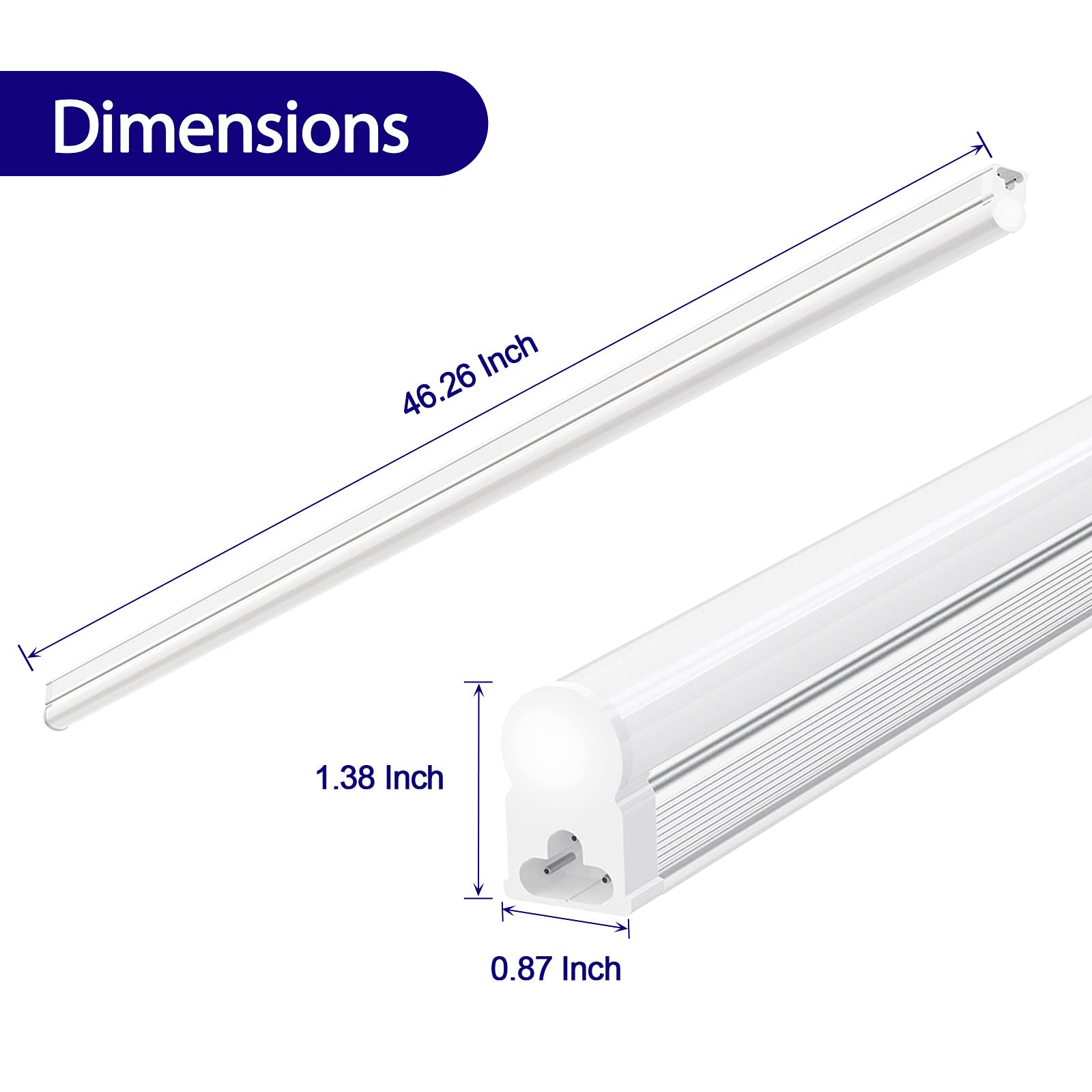 Linkable LED Shop Light, T5 LED Shop Light 4ft, Pack of 8, 24W, 2640LM, 6500K, Super bight White, Easy-Installation LED Lights for Garage,Workshop,Studio,Warehouse,Built-in On/Off Switch