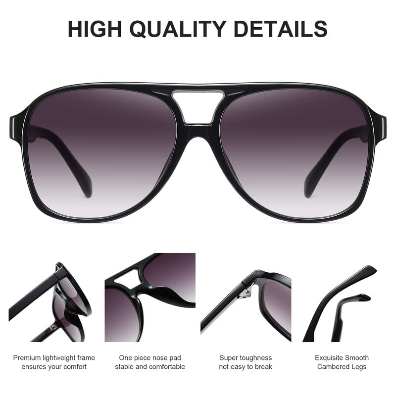 Okany Aviator Sunglasses Non-Polarized Womens Mens Trendy Retro Vintage 70s Sunglasses for Women Men Classic Pilot Sun Glasses 3 Pack