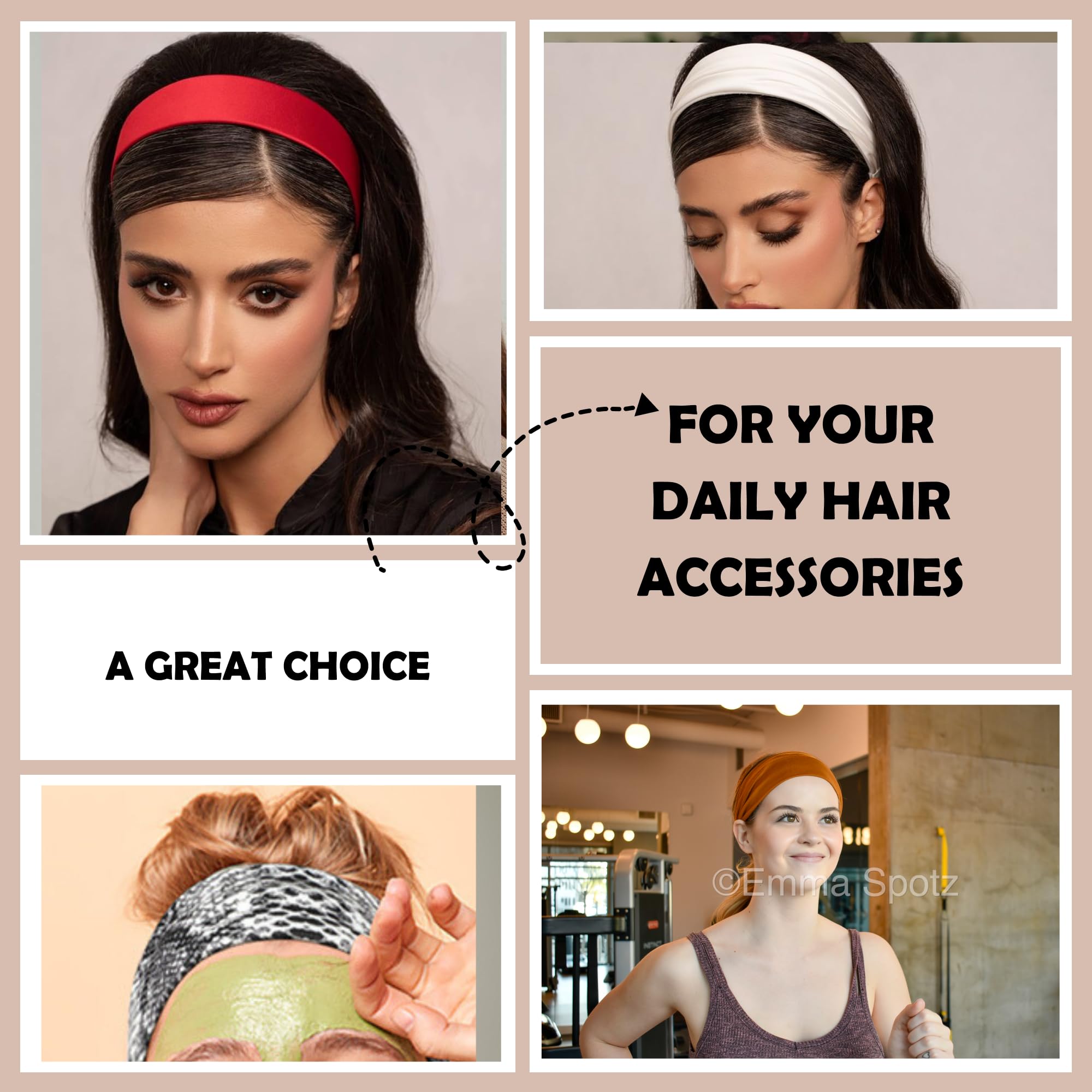 LOTUS78 Women's Headbands Pack - 8 Soft Fabric Hair Bands, Elastic Sweat-Wicking Headbands for Exercise, Trendy Boho Styles
