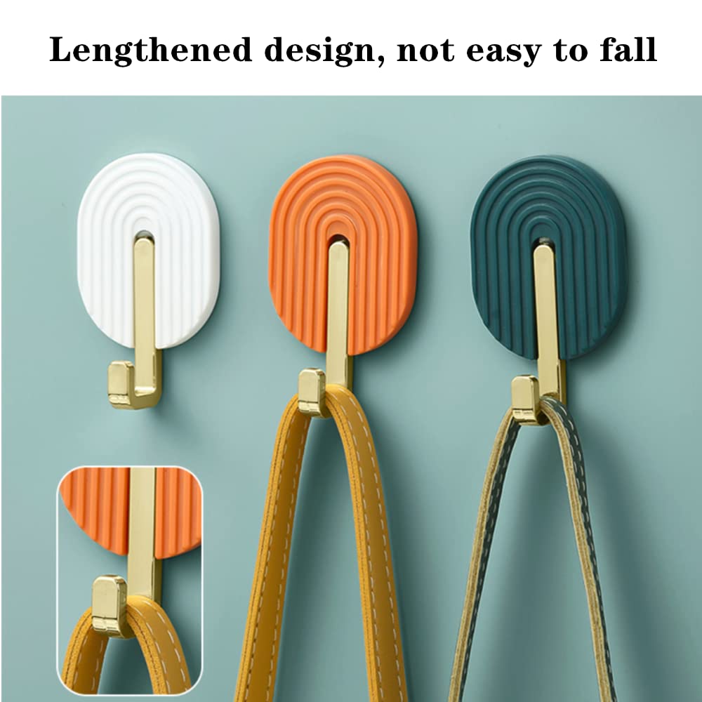 YARZFERI 6 PCS Adhesive Hooks Decorative Wall Hooks Key Hooks Sticky Hooks Self Adhesive Hanger Hooks fFor Towels, Hats, Shower, Kitchen, Living Room, Office