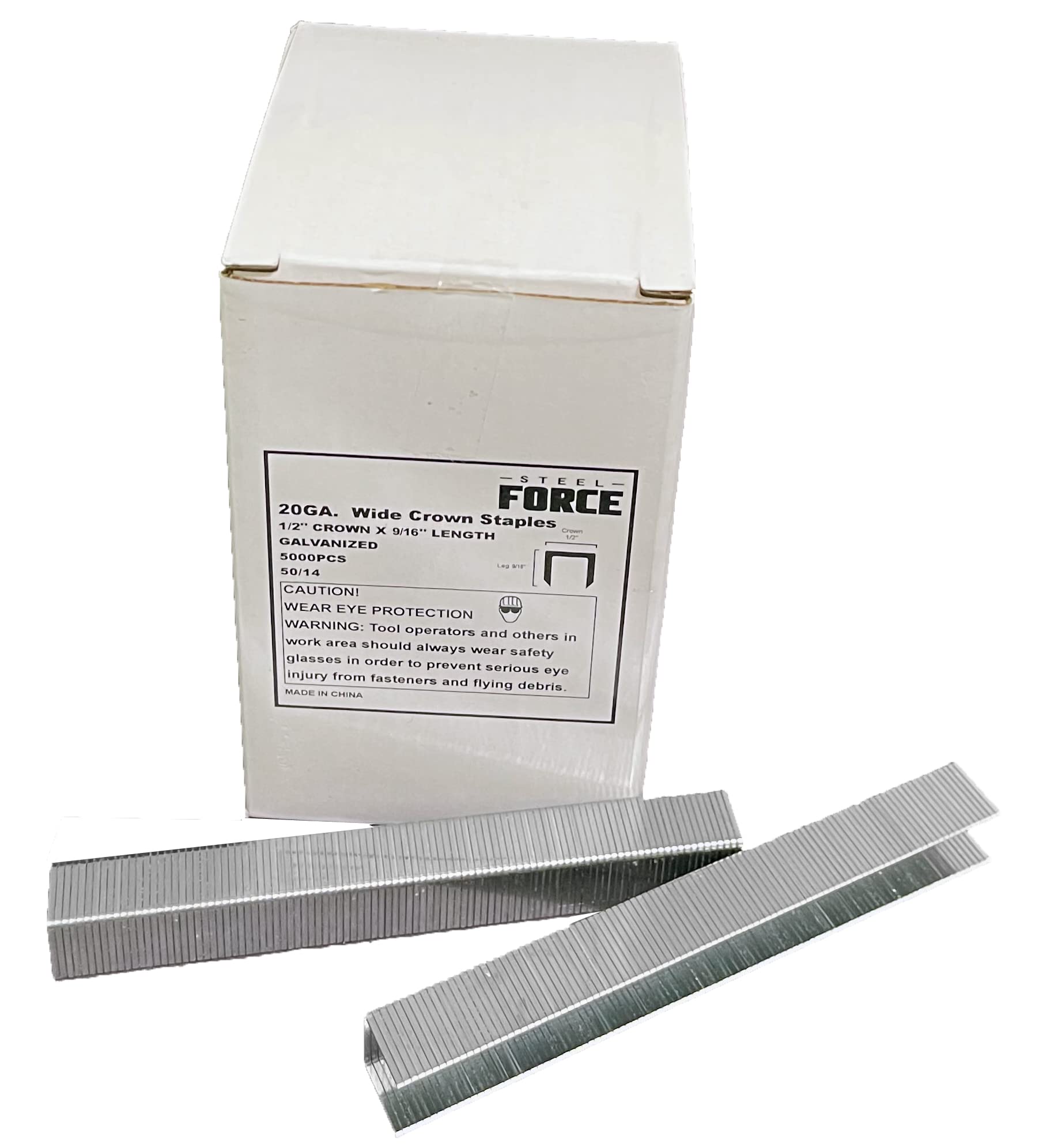 Steel Force 50/14 (5018C) 20 Gauge Staples 1/2 Inch Crown 9/16 Inch Length 5,000-Pack for Upholstery, Decoration, DIY, Furniture, Doors and Windows