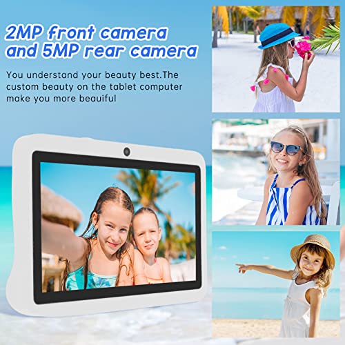 Rosvola Kids Tablet White 100‑240V 7 Inch Tablet for Kids 4G 128G Large Storage Capacity IPS HD Screen for Reading (White)