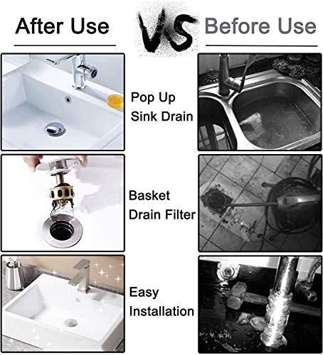 PTAbiao Basin Pop-Up Drain Filter Universal Wash Bounce Built in Anti Clogging Strainer Sink Shroom Drain Plug Strainer Cover for Kitchen Bathroom (2Pcs)