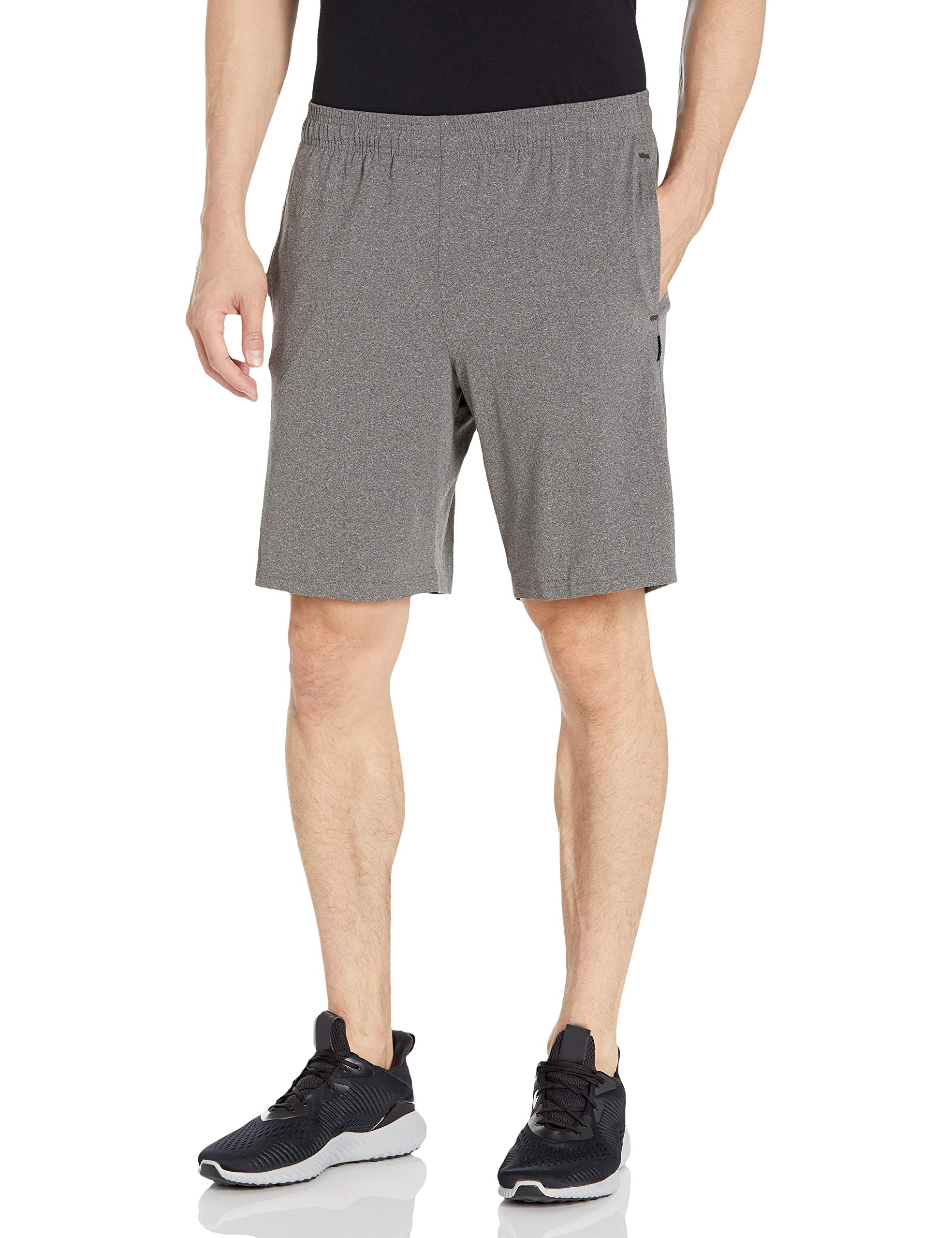 Jockey Men's Reflective Detail Peached Jersey Short, Charcoal Heather, Small