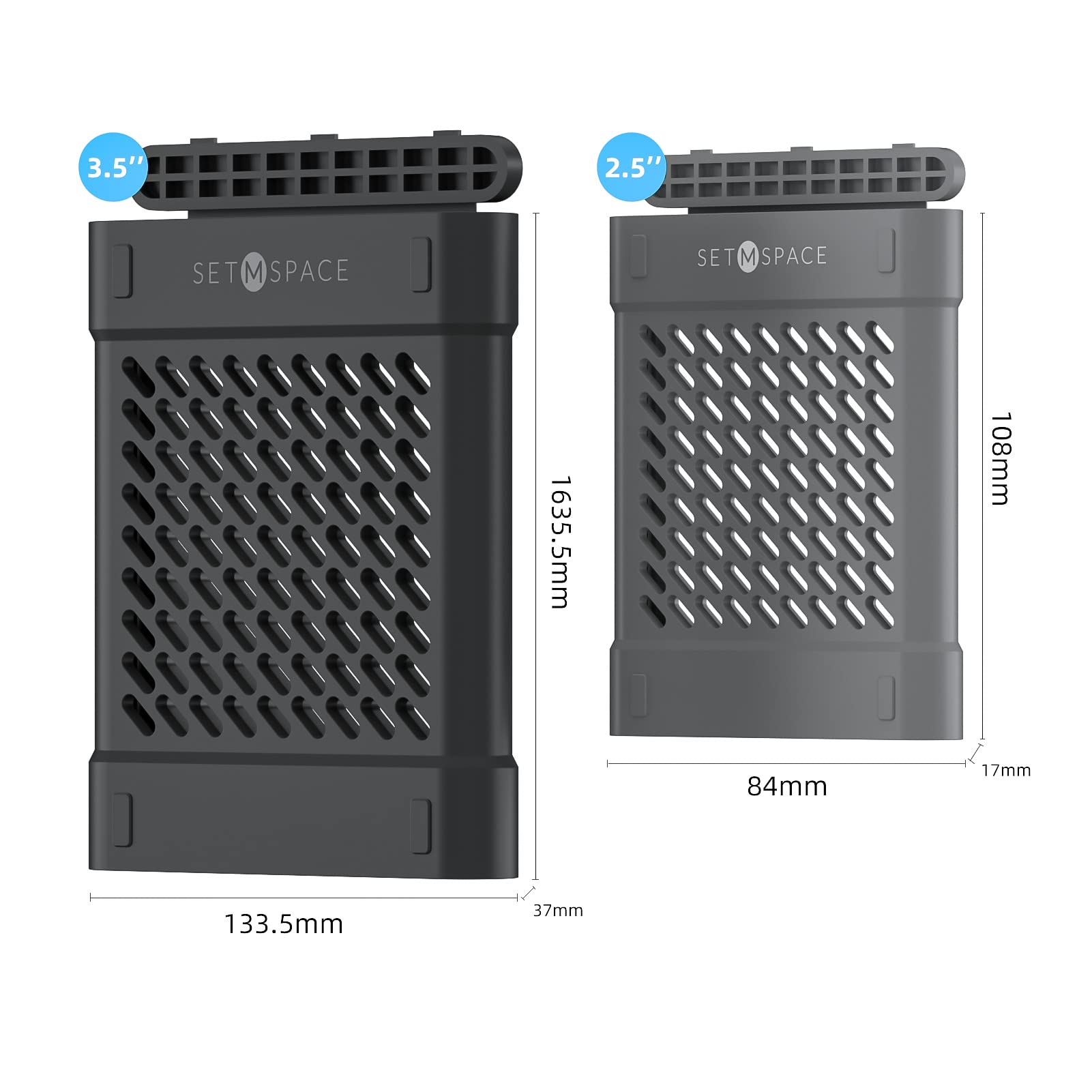 SETMSPACE 2.5" Silicone Hard Drive Protector Sleeve, Portable HDD/SSD Mobile Hard Disk Protective Case, Shockproof, Anti-Scratch, Grid Design-2 Pack