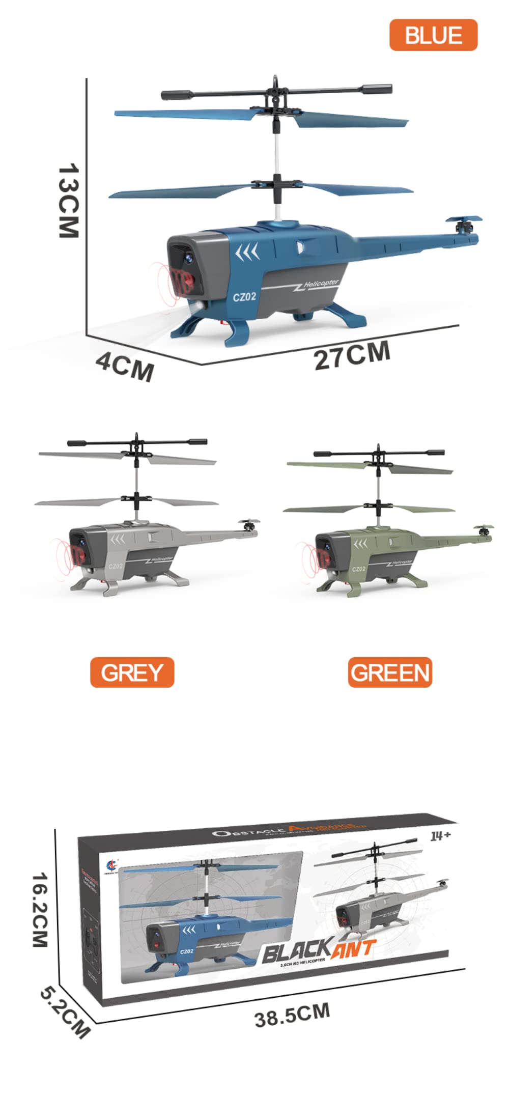 RC Helicopter Toys for Kids, Induction Obstacle Avoidance Helicopter, Remote Control Helicopter for Adults, One Key Take Off/Landing, Auto-Hovering, Helicopter Gift for Boys Girls (Green)