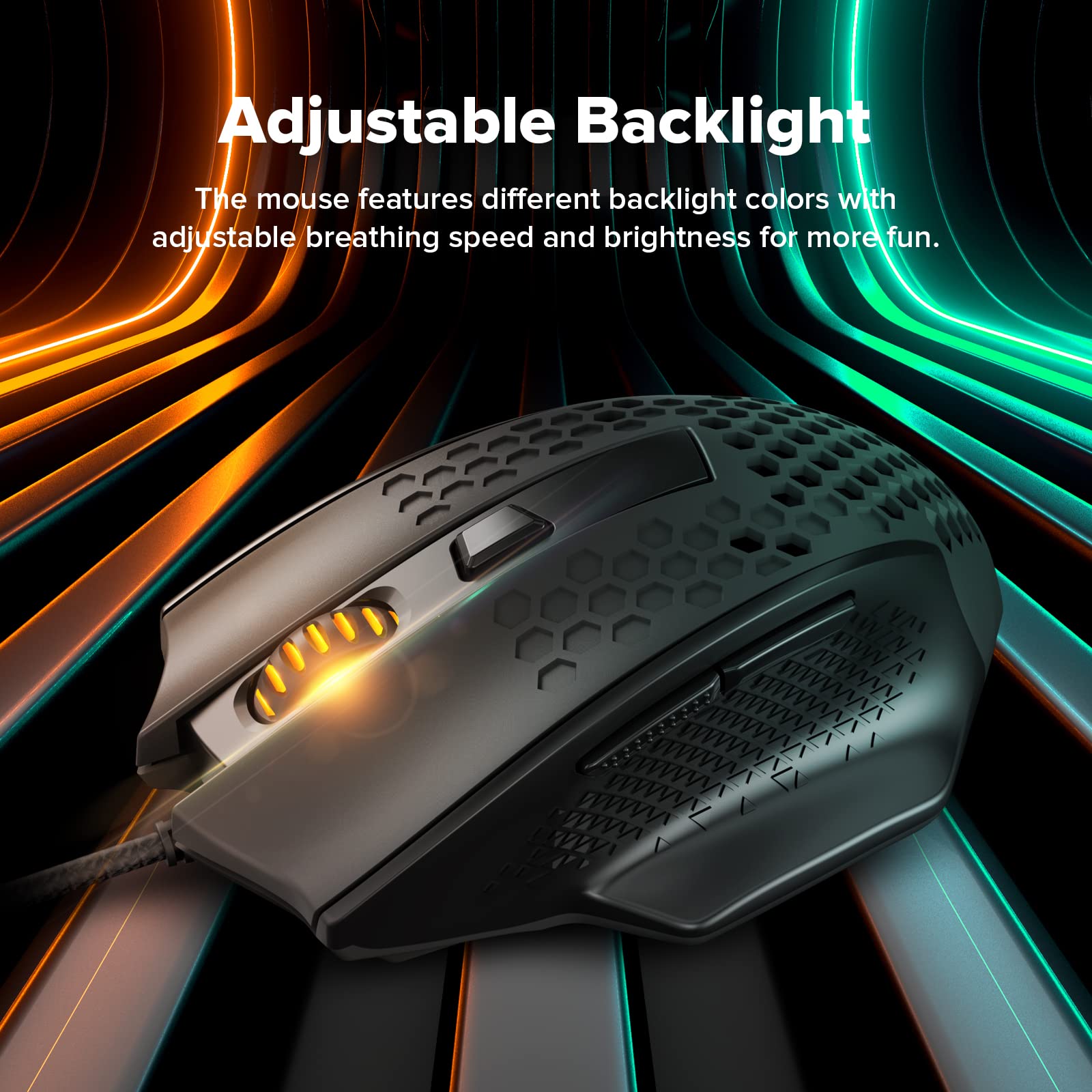 Redragon Gaming Mouse, 58g Ultra-Lightweight Mouse Gaming with 12400 DPI, Lightweight Honeycomb Wired PC Gaming Mice, 6 Programmable Buttons and Macro, Smooth Glide PTFE Feet, for PC, Laptop, Black