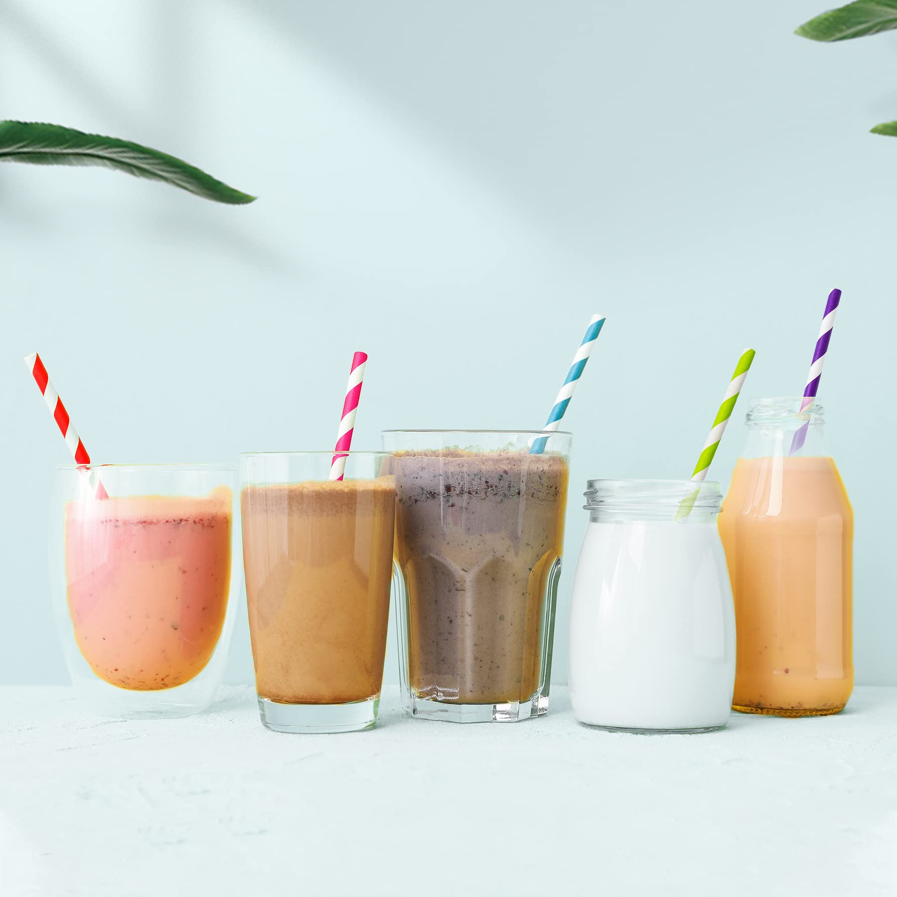 PakTalk [100 Pack] Party Straws Disposable 7.75" x0.24" Red and White Biodegradable Paper Drinking Straw for Cocktail, Milkshake, Coffee, Lemonade (0.24" x 7.75", Red)