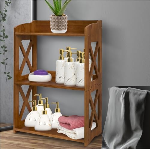 YCICI Bookcase, Bookshelf, 3 Tier Bookshelf, Freestanding Display Storage Shelves Open Bookcase for Bedroom, Small Bookshelf for Living Room and Office