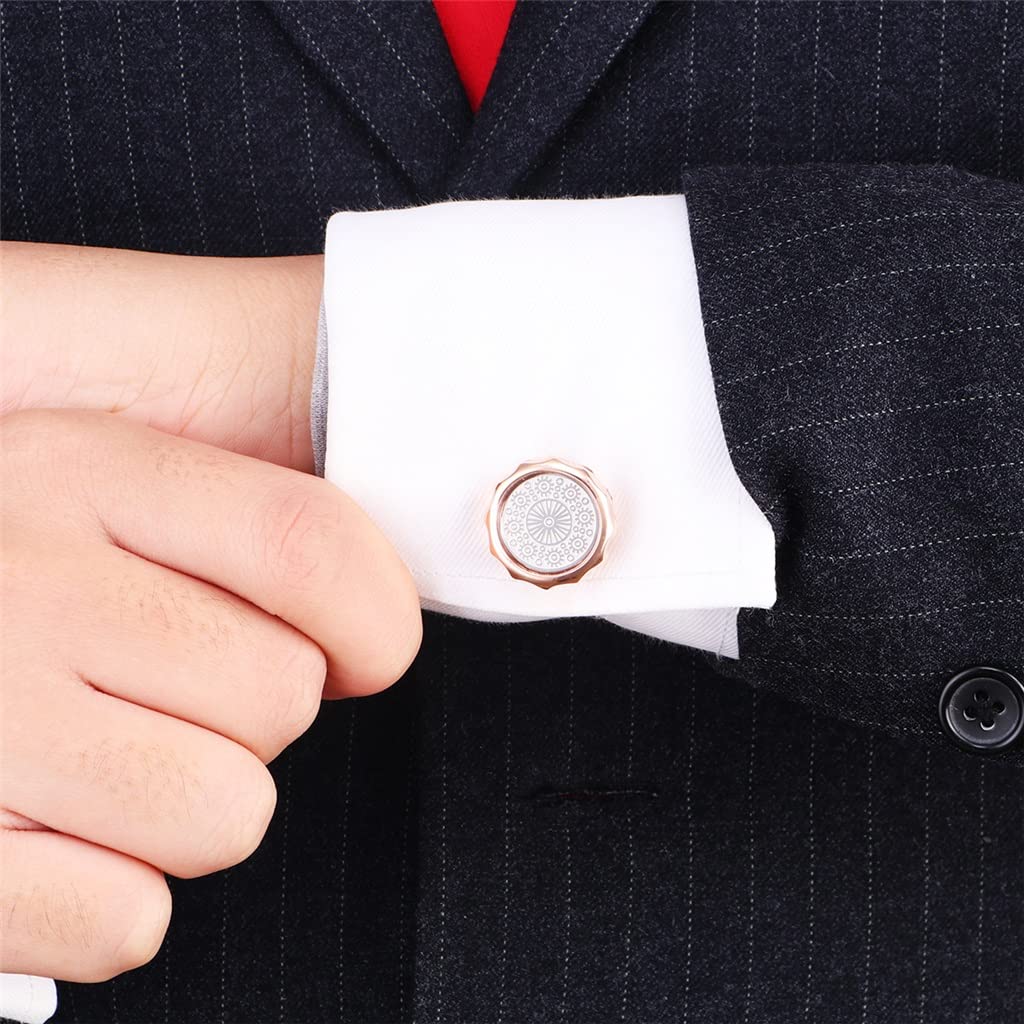 Rose Gold European and American French Pattern Cufflinks Men's Shirt Enamel Cufflinks Cuff Nails (Color : A, Size : One Size) (A One Size)