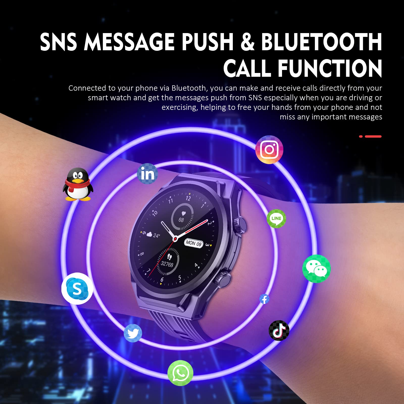 Smart Watch for Men, 1.6-inch Extra Large Screen 60 Days Standby Round Touch IP67 Waterproof Watch with Heart Rate Sleep Monitor Bluetooth Call Message Sports for Android iOS