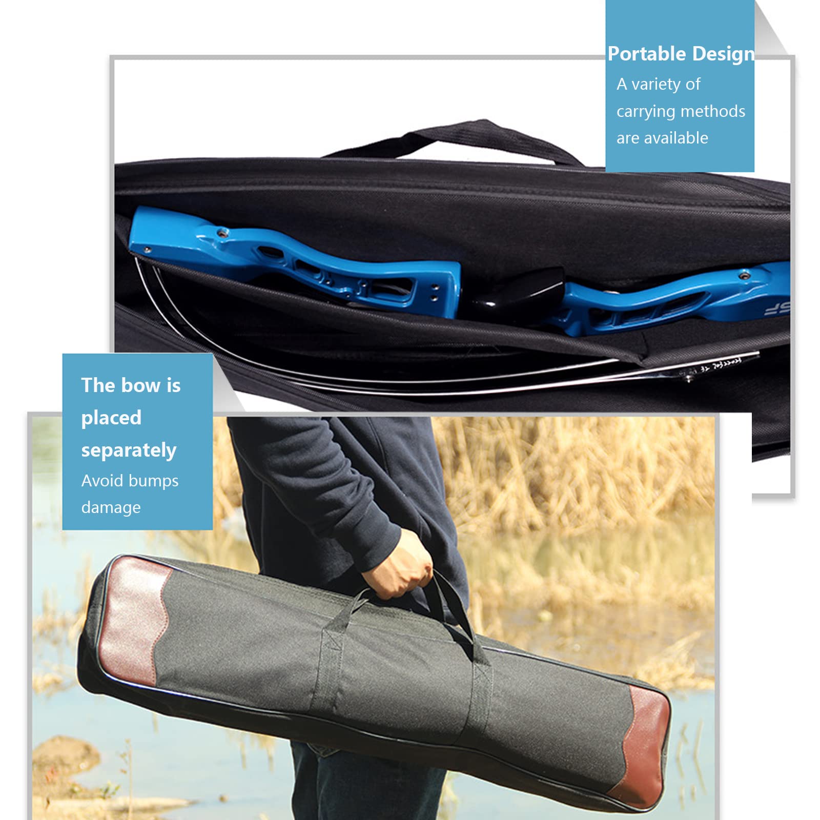 ocairnry Archery Recurve Bow Case Bow Bags Takedown Recurve Bow Case Hunting Bow Holder Quiver