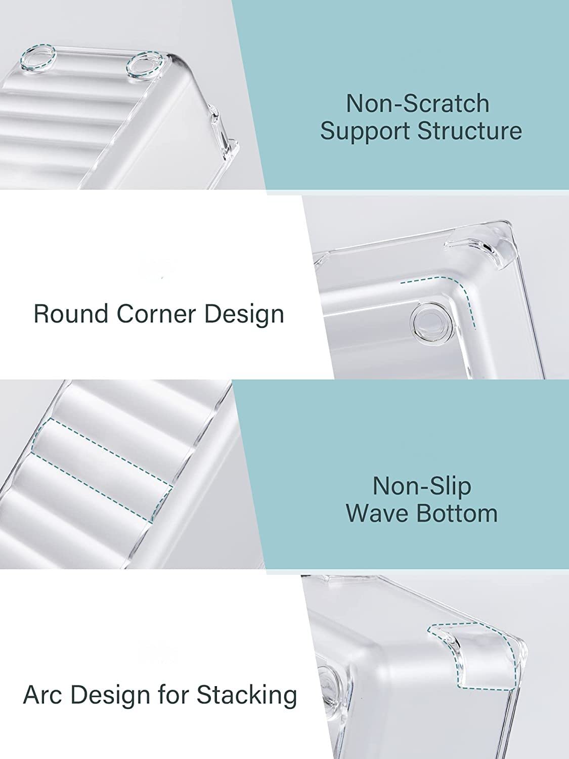 NEETBU 8 Pack Clear Plastic Drawer Organizer Kitchen Bathroom Storage Box Tray For Makeup Flatware Utensils Silverware Office Supplies(9.6”x3.2”x1.9”)
