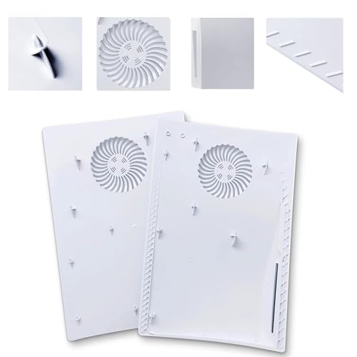 New for PS5 Extra Cover Plates Faceplate White Replacement, Compatible with for PlayStation 5 Disc Edition Game Consoles, DIY Frosted Protective Shell with Radiator Windows & Dustproof Mesh