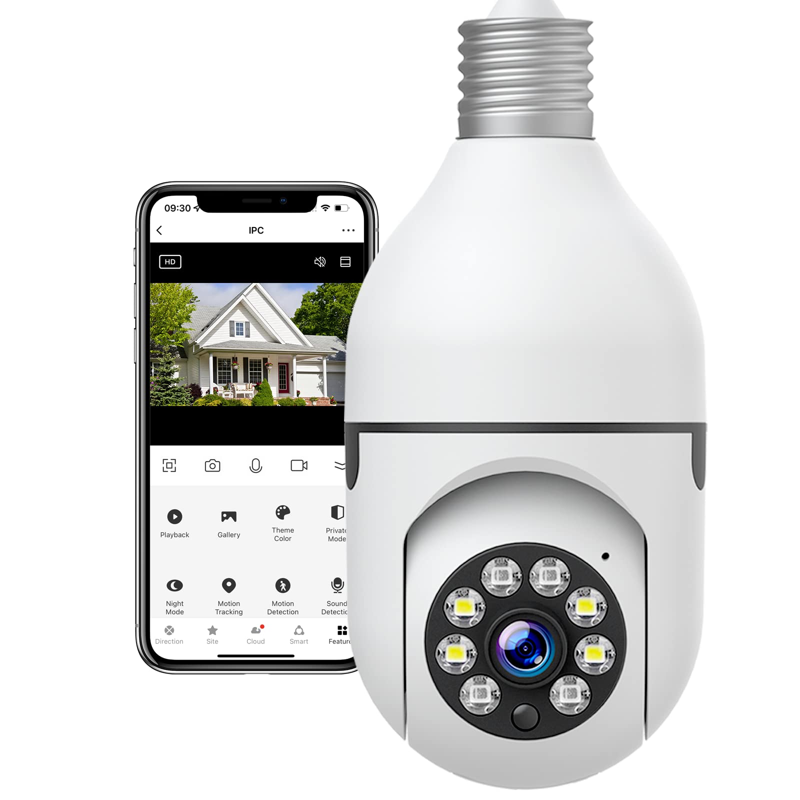 Topiacam Light Bul b Security Camera Outdoor Wireless 2.4G WiFi 360° Outdoor Lightbulb Camera,2 Way Audio/HD/Night Vision/Light Socket Security Camera,Lightbulb Security Camera, Smart Motion Detection