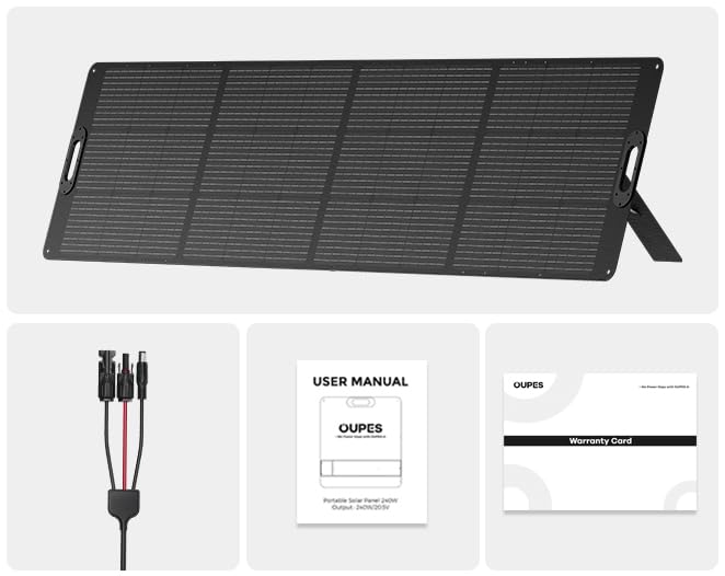 OUPES Portable Solar Panel 240W Compatible with Jackery, Best for OUPES 1200w/1800w/ 2400w Solar Generators, Ultra-Thin and Lightweight Design, High Conversion Efficiency Foldable Outdoor Black
