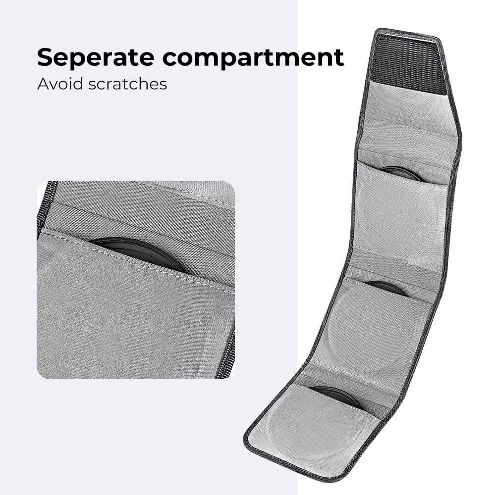 K&F Concept Lens Filter Case 4 Pocket, Leather Carrying Filters Bag Pouch for Square ND CPL etc Filters up to 100x100mm, Designed NANO-X Series Square Bracket