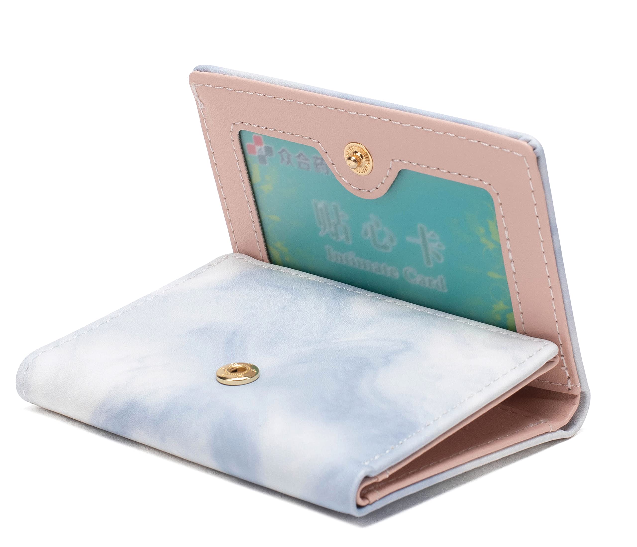 Nawoshow Women Small Tri-folded Wallet Cash Pocket Card Holder ID Window Purse (Blue)