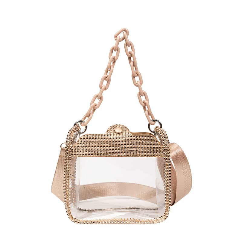 WANLD Clear Women's Crossbody Bag, Stadium Approved - Concert Event Transparent Small Wallet (golden)
