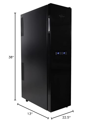 Koolatron 18 Bottle Slim Dual Zone Wine Cooler, Black Thermoelectric Wine Fridge, 1.9 cu. Ft (53L) Freestanding Wine Cellar, Red, White, Sparkling Wine Storage for Home Bar, Kitchen, Apartment, Condo