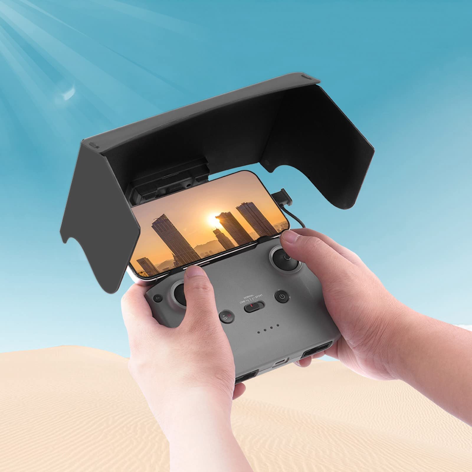 Sun Hood Sunshade for Mini 3 Pro Controller Accessories for 4.4 to 7.1inch Smartphone Screen Minis (Black, One Size)