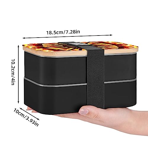 Turning The Flame Adult Lunch Box, Bento Box, With Cutlery Set Of 3, 2 Compartments, Rectangular, Lunch Box For Adults