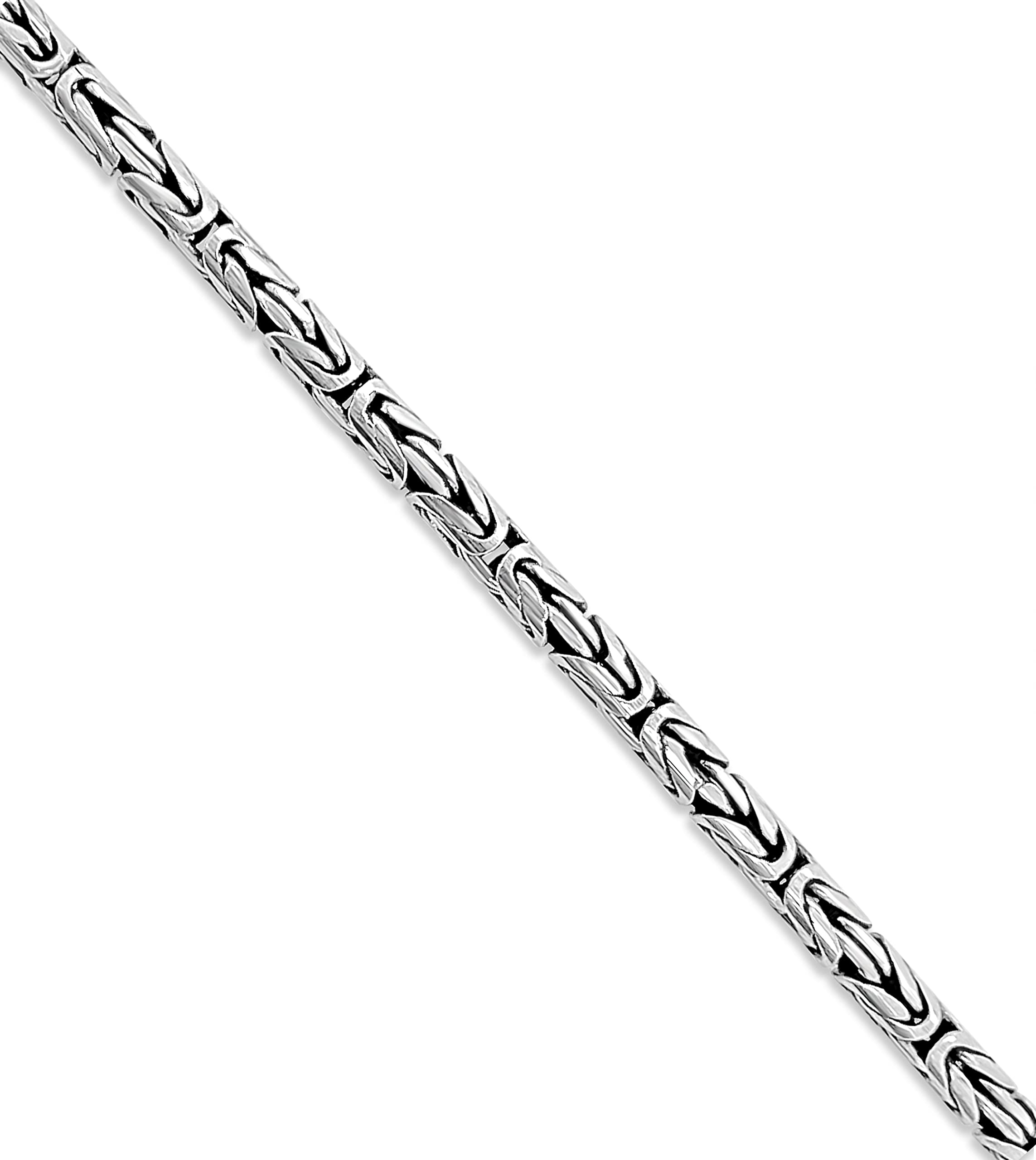 Olive & Chain Oxidized 925 Sterling Silver Bali Byzantine Chain Necklace, Hook Eye Closure, Hypoallergenic, Unisex Men’s Women’s