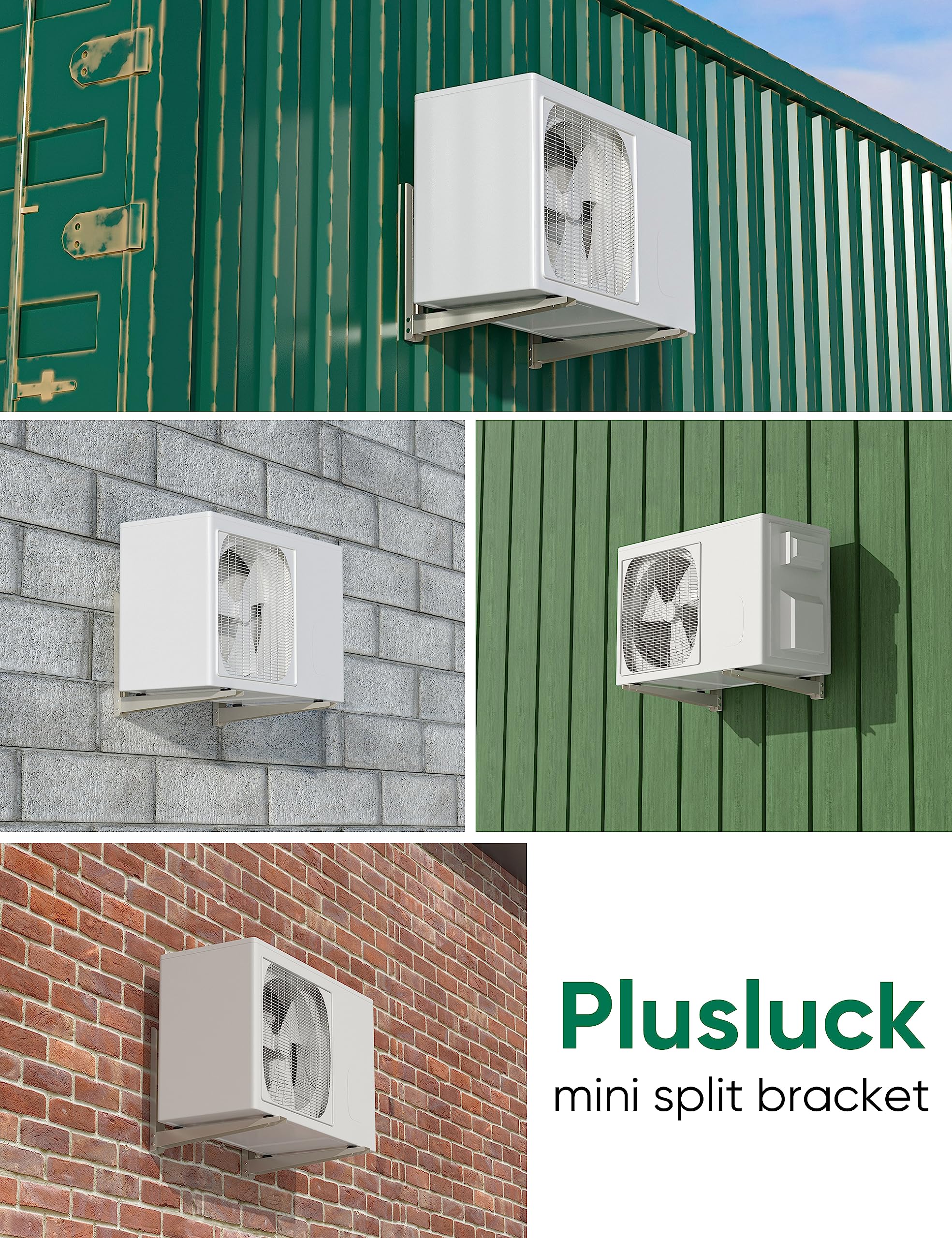 Plusluck Mini Split Wall Mounting Bracket, for 7000-12000 BTU, Support up to 330 lbs, Mini Split Bracket Outdoor, Air Conditioner Universal and Heat Pump Systems