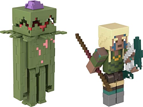 Mattel Minecraft Craft-a-Block 2-Pk, Action Figures & Toys to Create, Explore and Survive, Authentic Pixelated Designs, Collectible Gifts for Kids Age 6 Years and Older