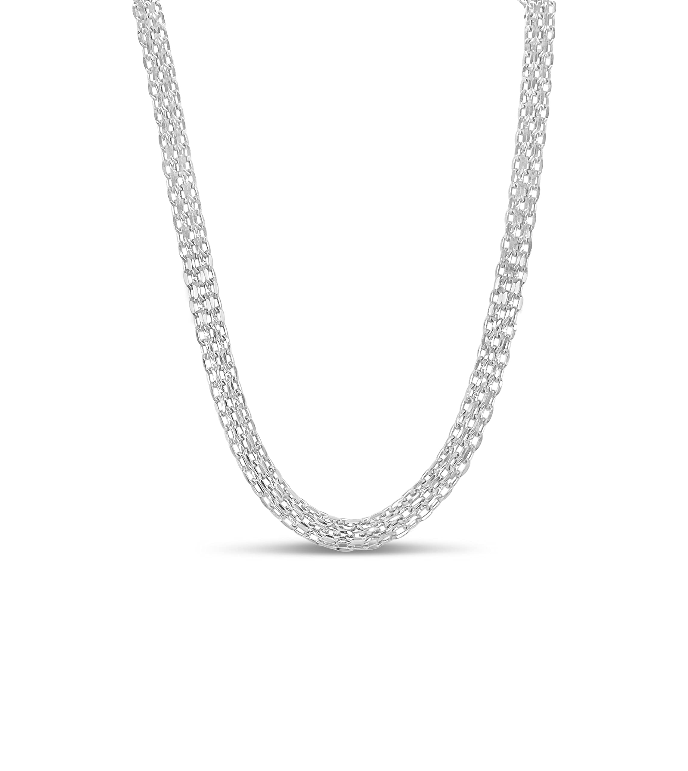 Olive & Chain 925 Sterling Silver Bismark Mesh Link Chain Necklace, Men’s & Women’s