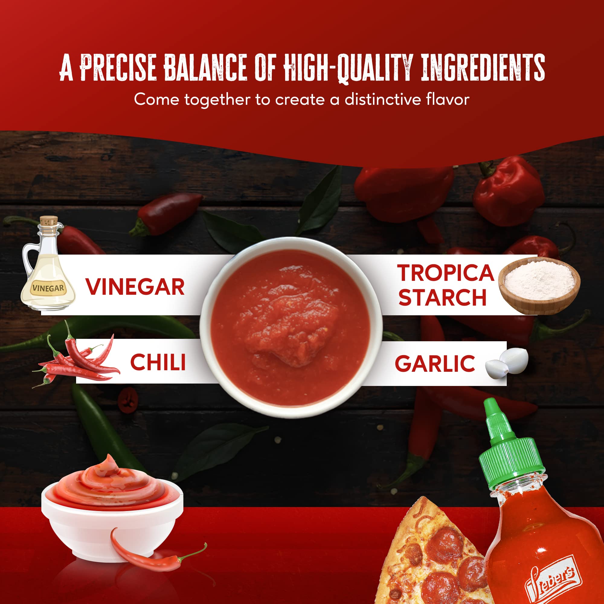 Lieber's Sriracha Hot Chili Sauce, Authentic And Delicious, Non-GMO, No MSG, Gluten-free, Cholesterol-free, and Vegan, NET WT. 1 lb (454g)