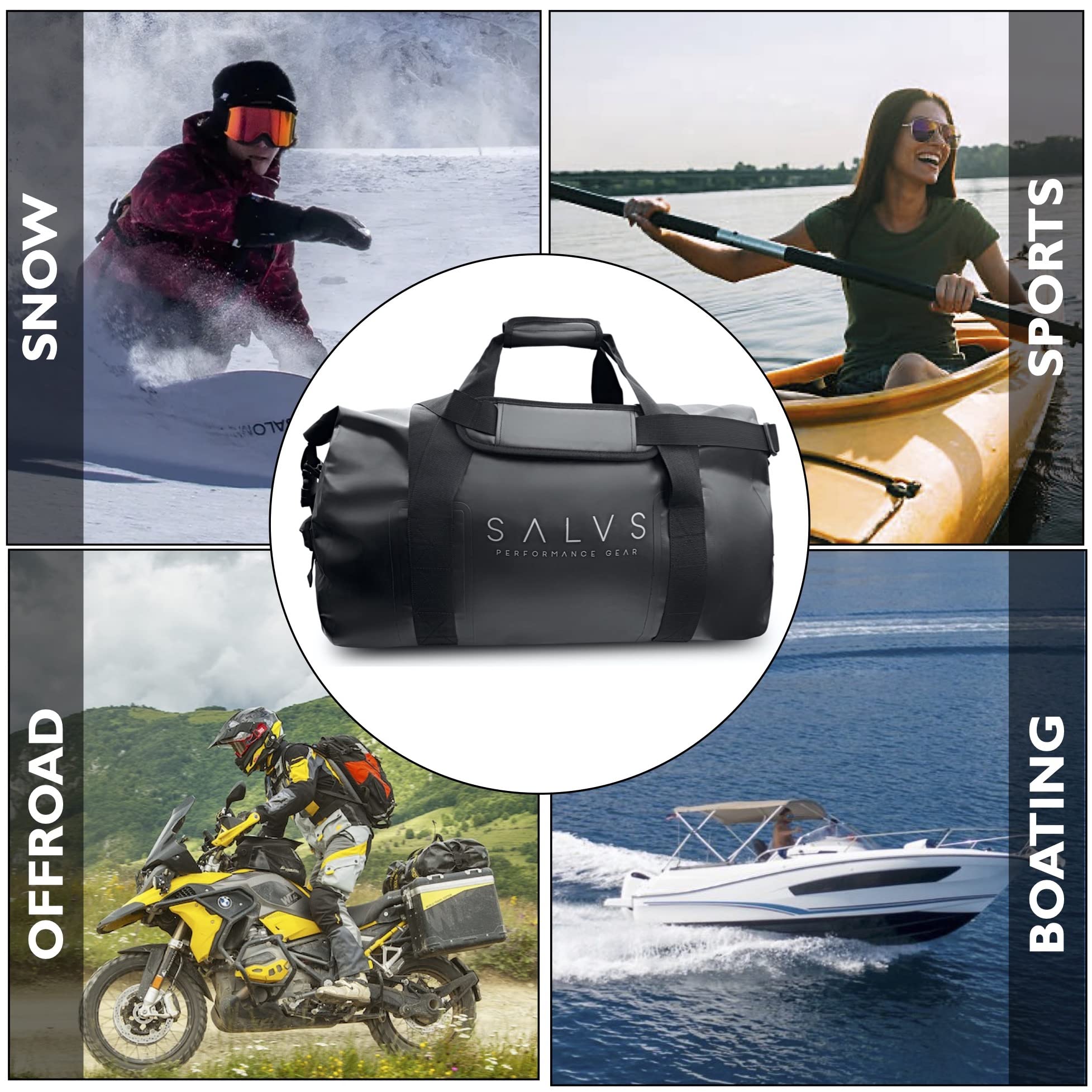 LG&NG 50L Waterproof Duffle Bag - Welded Material Fully Waterproof - Durable Straps & Handle Dry Bag - D Rings to Secure Duffle - for Motorcycle Boating Fishing ATV Kayaking Paddleboarding