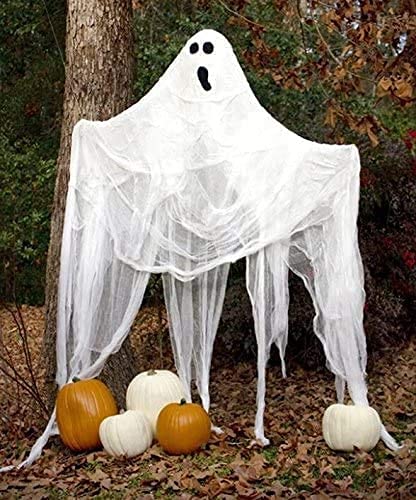 White Creepy Cloth, 79 x 79 inch Spooky Gauze, Scary Halloween Decorations for Haunted Houses Party Supplies