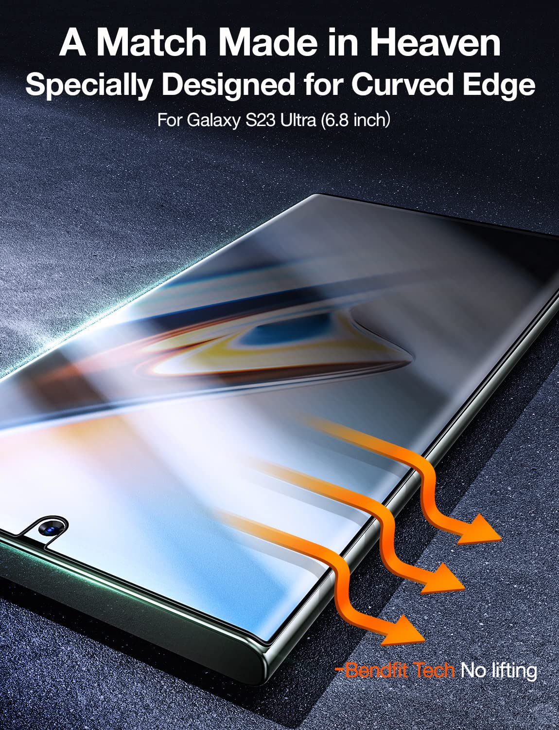TORRAS [ 2+1 Pack for Samsung Galaxy S23 Ultra Screen Protector with Camera Lens Protector, Curved Full Coverage PET Film (Not Glass), Support Fingerprint Reader, Anti-Scratch, Bubble-Free, FHD Clear