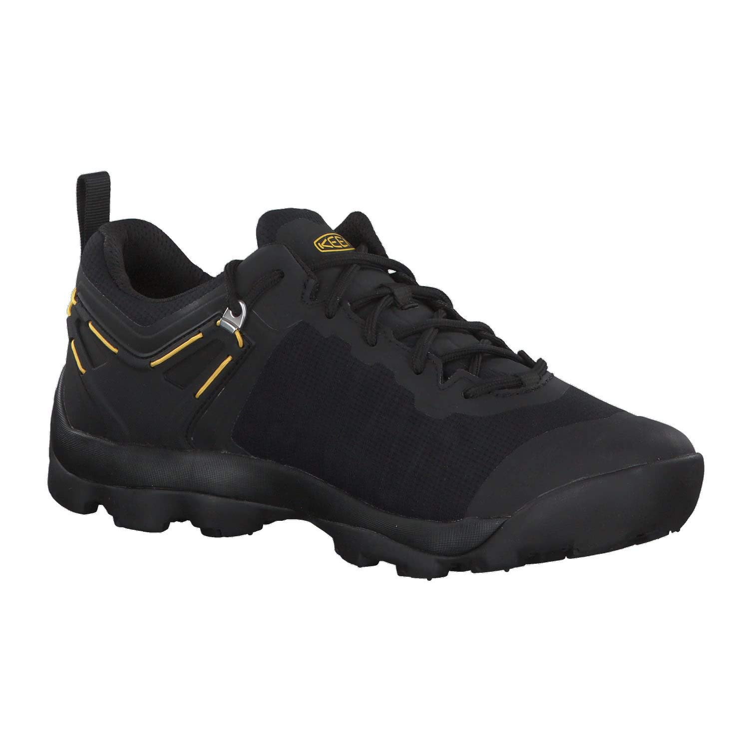 KEEN Men's Venture WP Hiking Boot, Black Yellow, 12