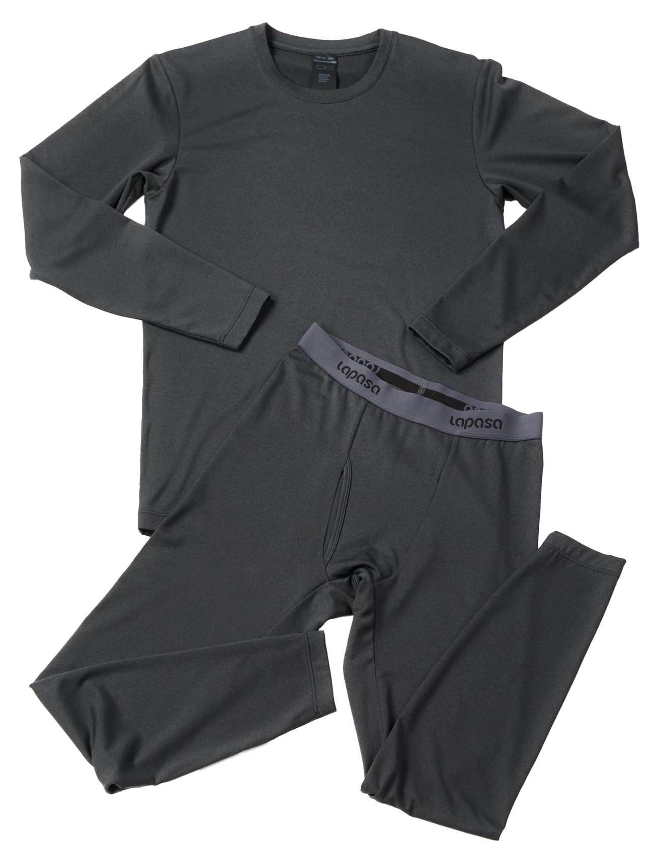 LAPASA Men's Thermal Underwear Set Soft Fleece Lined Long Johns Midweight Base Layer Top & Bottom Winter Thermoflux 200 Extra Warm M57 Large Dark Heather Grey