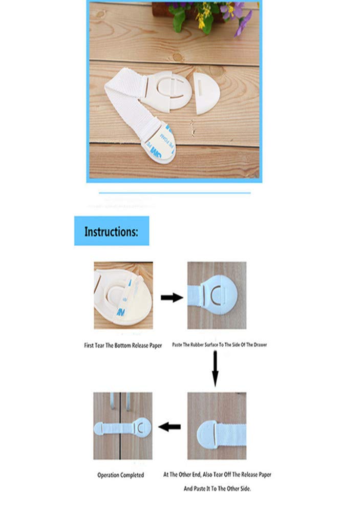 LINNDDER_12 Pack Of White Drawer Child Locks Safety Locks For Cabinets Refrigerator Lock Child Prevent Children From Opening Drawers, Cabinets, Refrigerators, Microwave Ovens, Trash Cans, Toilets,