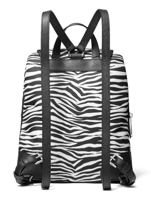 Michael Kors Raven Medium Black White Leather Backpack