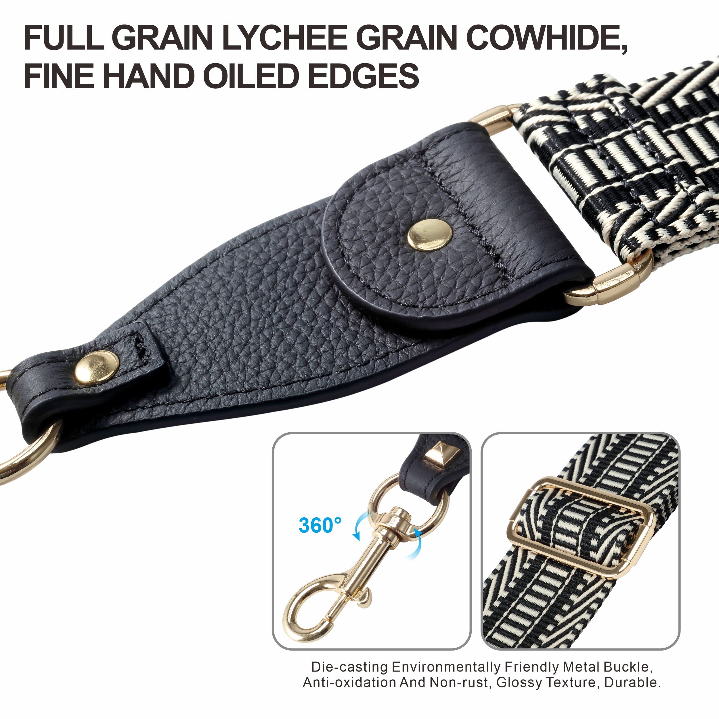 Nefelibata Purse Strap, 2" Wide Full Grain Cowhide End Shoulder Strap Adjustable Replacement,Multi-pattern Crossbody Bag Straps for Handbag,Crossbody Bags(Snake print)
