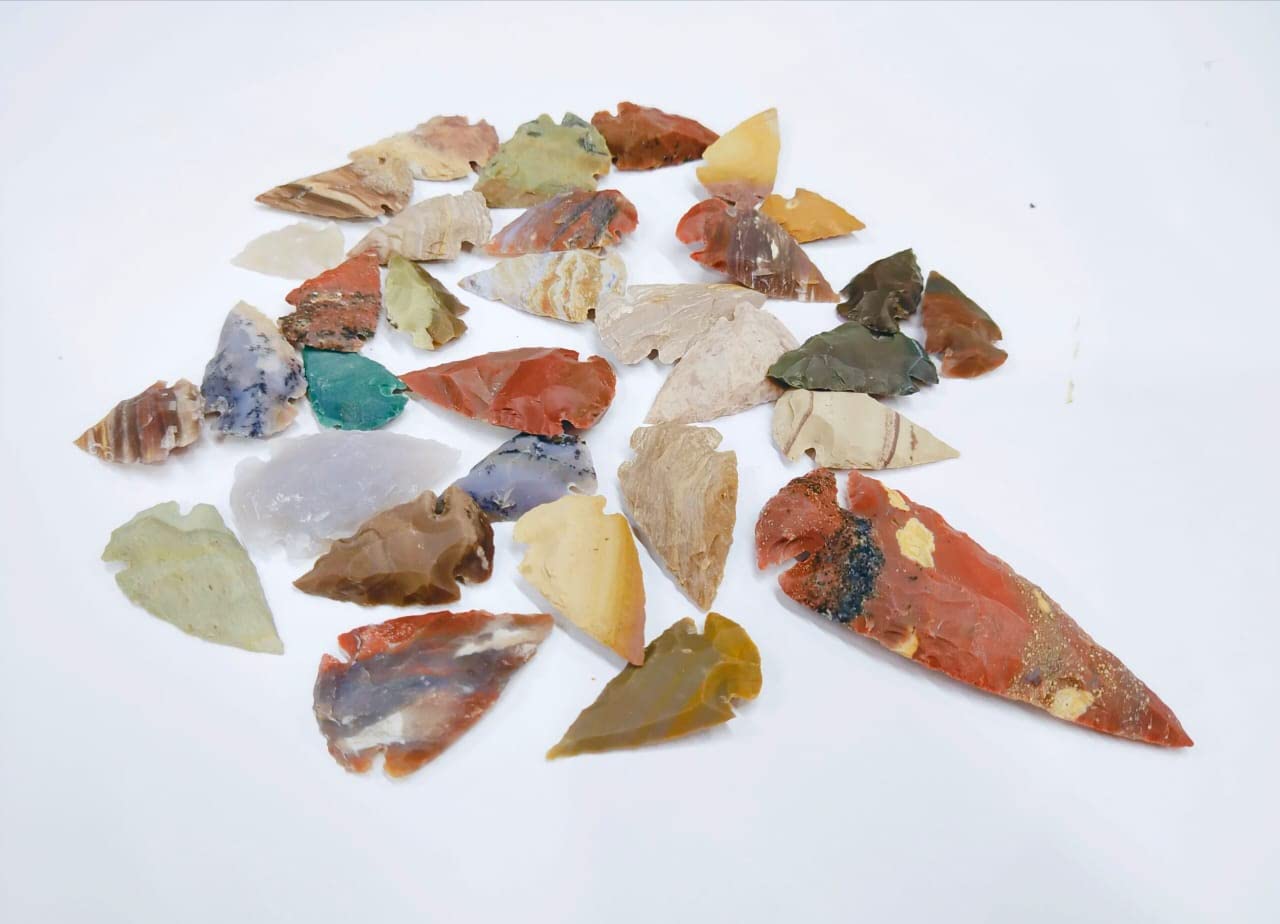 Morocca Mixed Indian Arrowheads Points Agate Flint Project Points