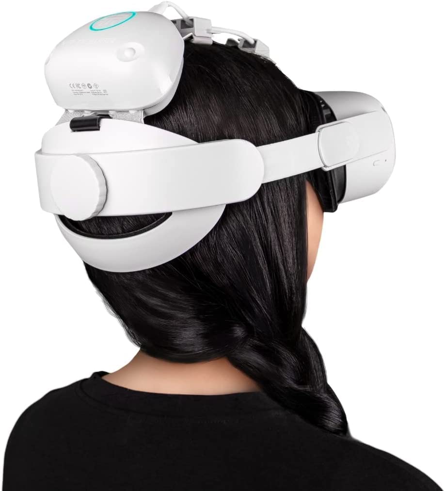 Rebuff Reality 10,000mAh VR Power 2 with Headstrap - Longest Lasting Battery Pack for Oculus Quest 2 / Meta Quest 2, 8 Hours of Playtime &10 Hours of Streaming - Counter Balance Improves Comfort