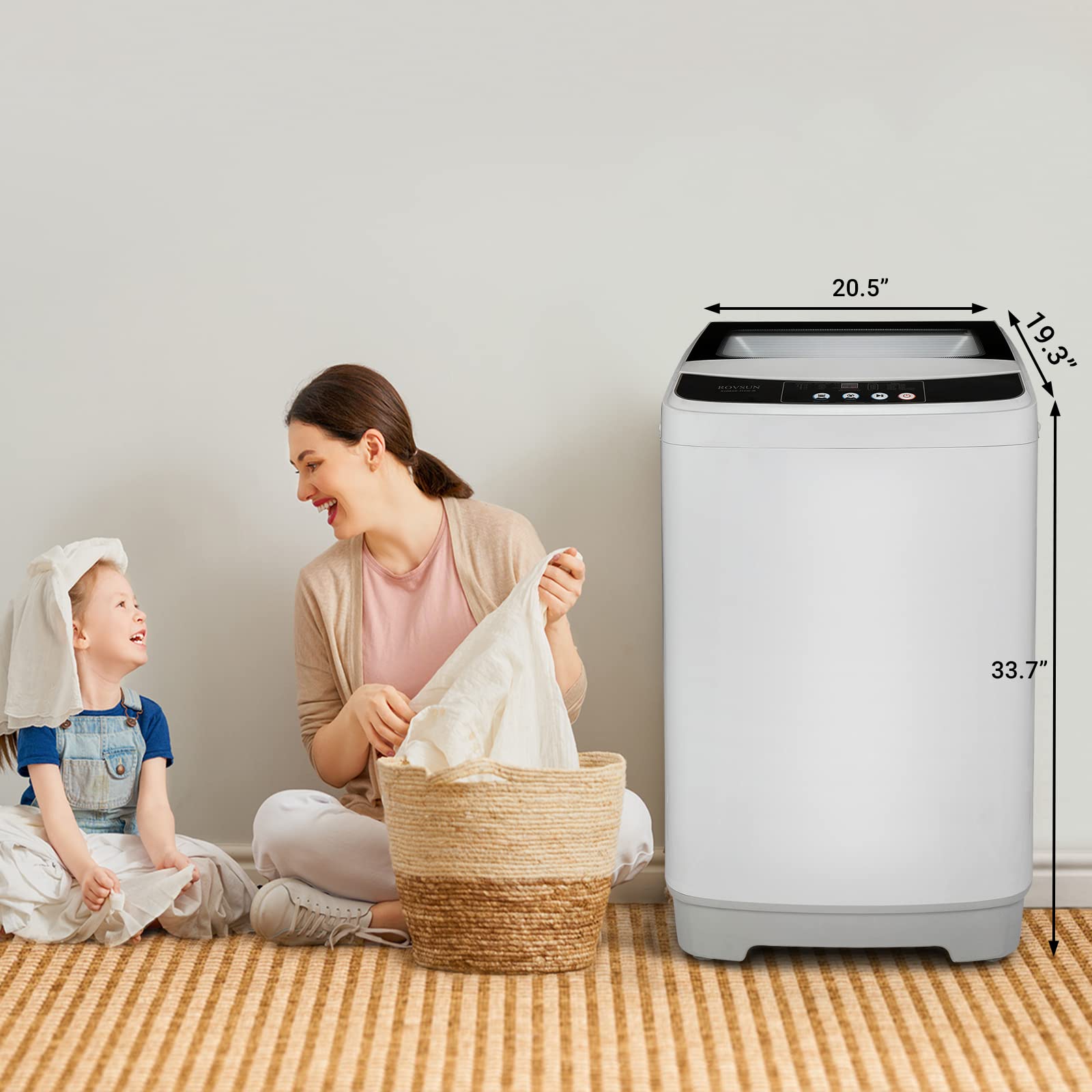 LEADZM 13lbs Portable Washing Machine, Full-Automatic 1.32cu.ft Washer and Dryer Combo with Drain Pump, 10 Wash Program and 8 Water Level, Compact Laundry Washer for House Apartment Dorm, White & Grey